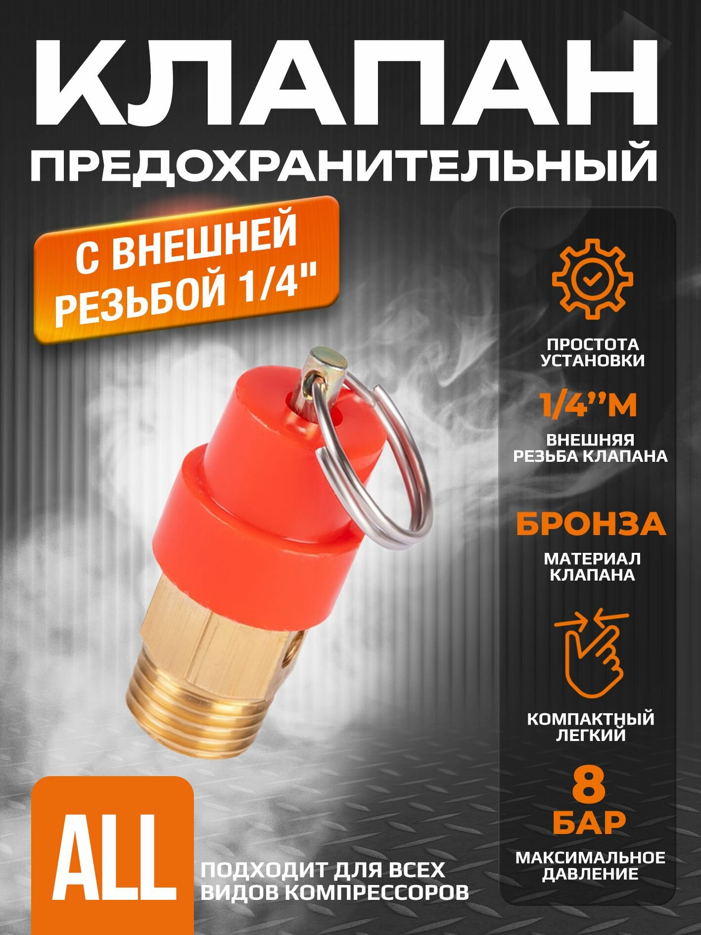 Предохранительный клапан с внешней резьбой 1/4" AERO