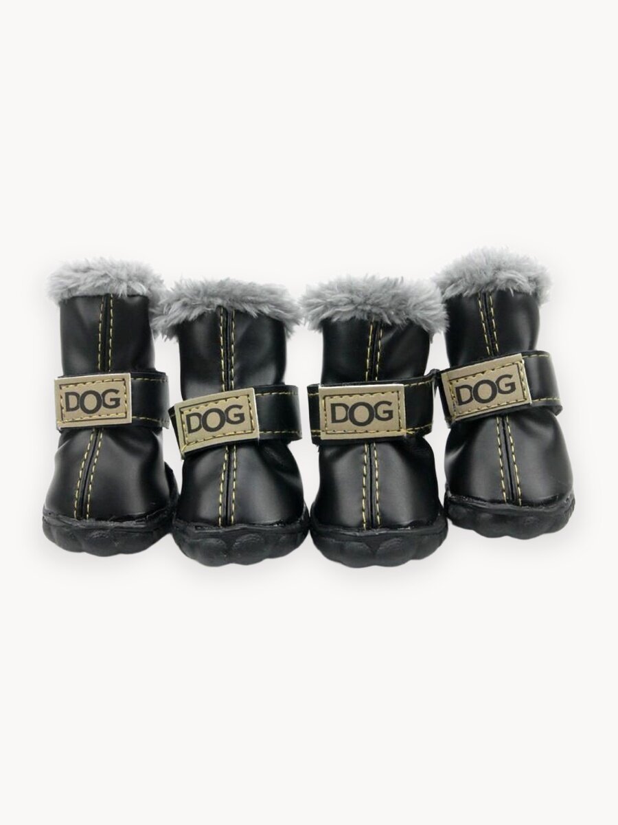 Ботинки зимние для собак мелких пород / Теплые, влагозащитные / размер 5, черные