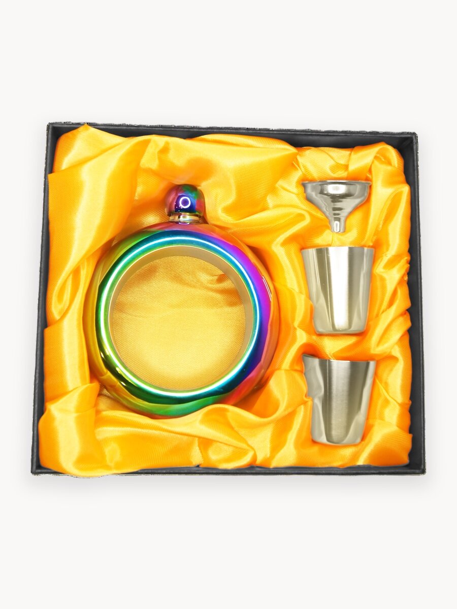 Женская фляга браслет для алкоголя 100 мл. с воронкой и стопками из нержавеющей стали в подарочной упаковке