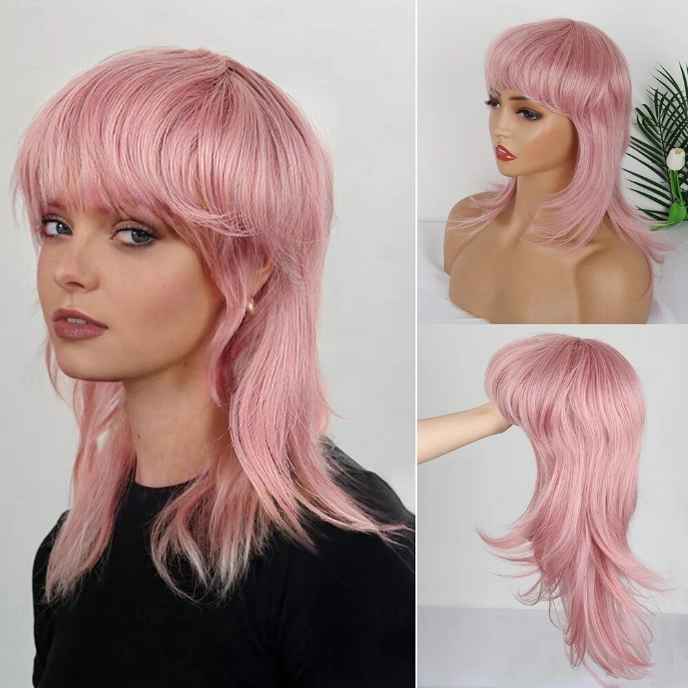 Синтетический Парик HAIRJOY, Многослойный Парик В Стиле Мульлет С Челкой