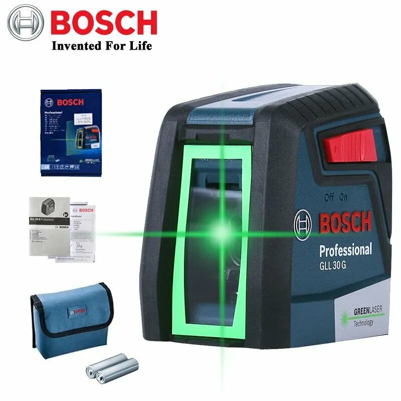 Bosch Лазерный уровень/нивелир Зеленыйлуч,2, От аккумулятора, Зеленый,1179068055
