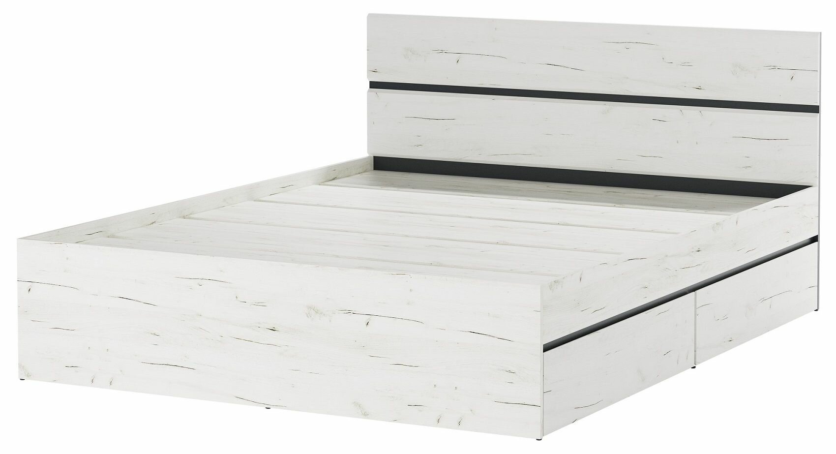 Гретта Кровать 1600 Крафт белый-Антрацит + гретта Набор из 2-х ящиков к кровати Крафт белый 2 шт. (Памир)