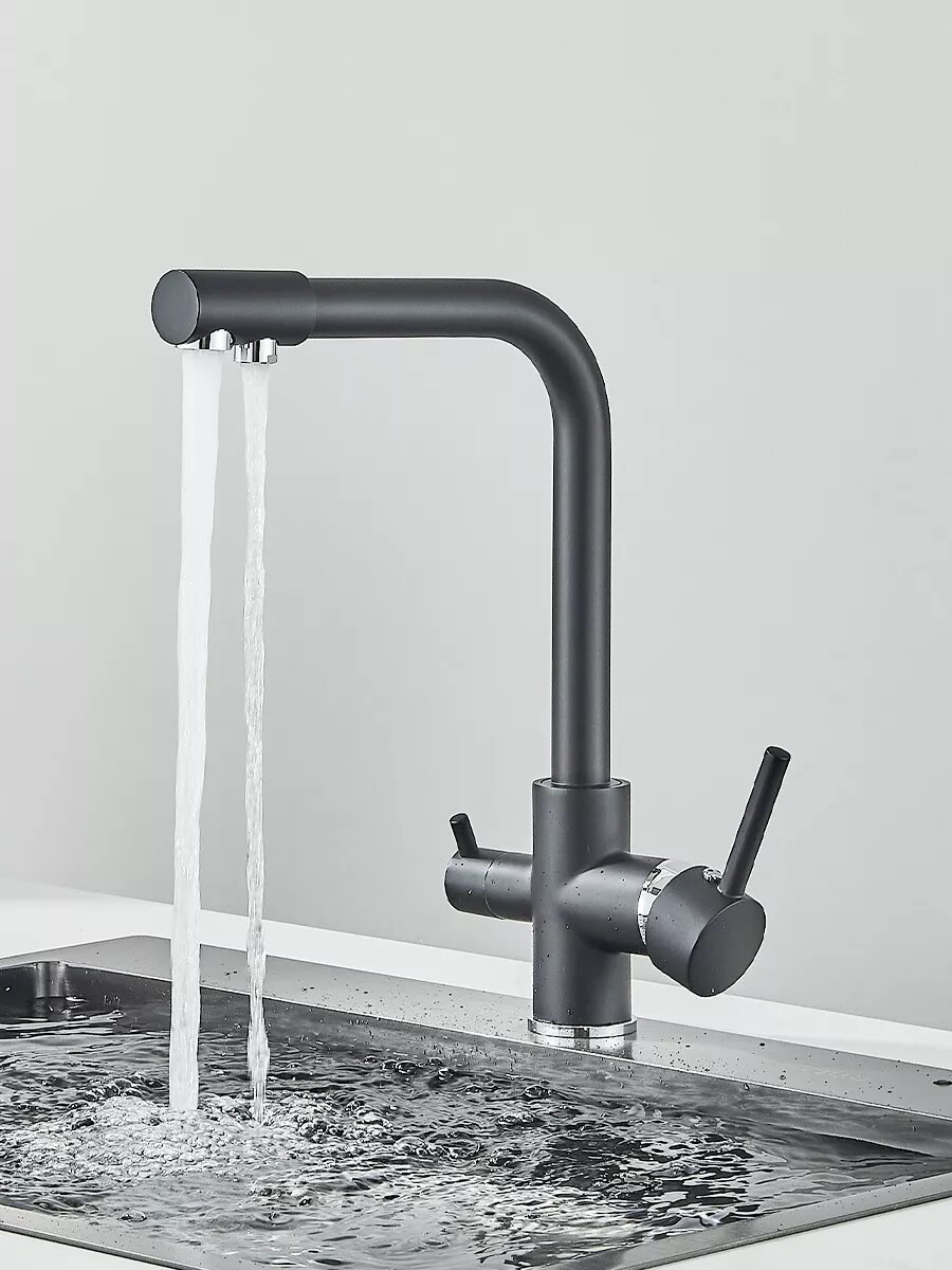 Смеситель для кухни с подключением к фильтру, черный