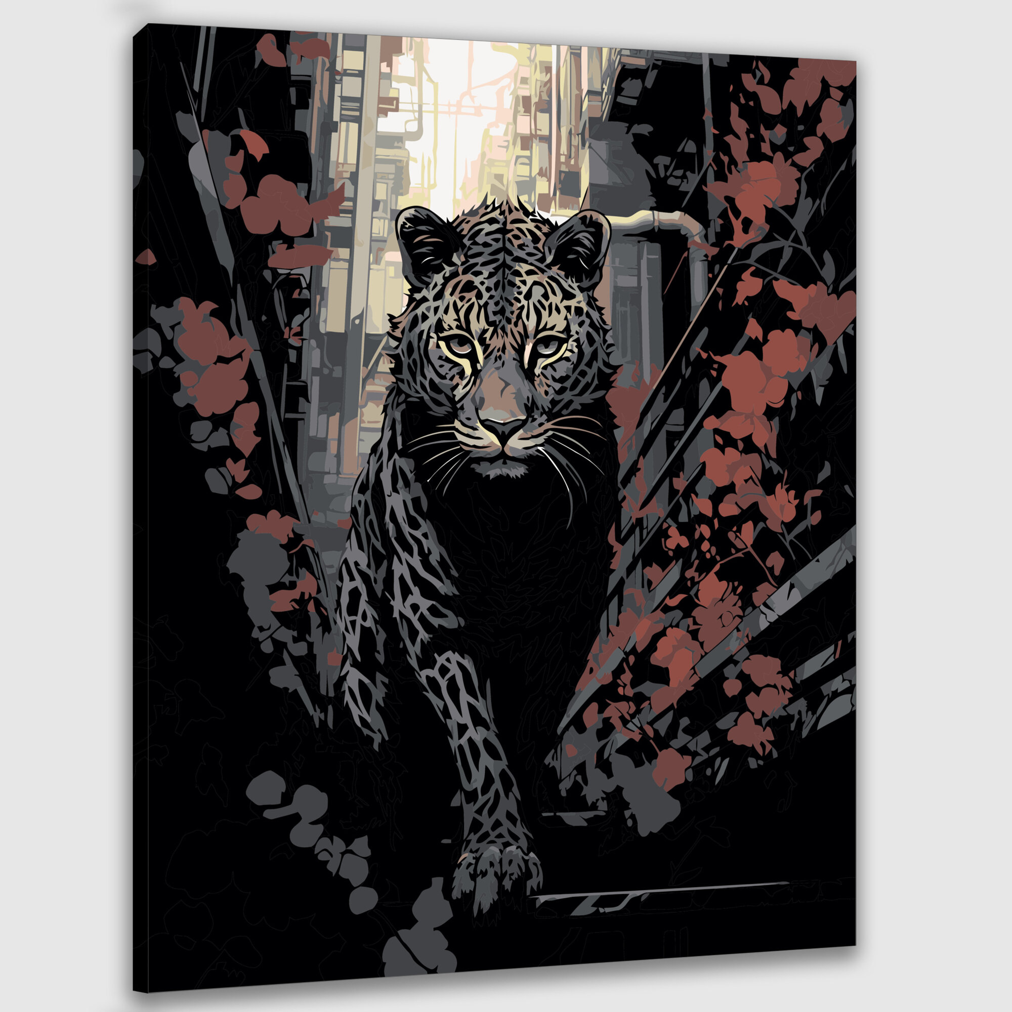 Картина по номерам 40x50 см, цифровая иллюстрация, хищник, незаметная фигура, замысловатые узоры