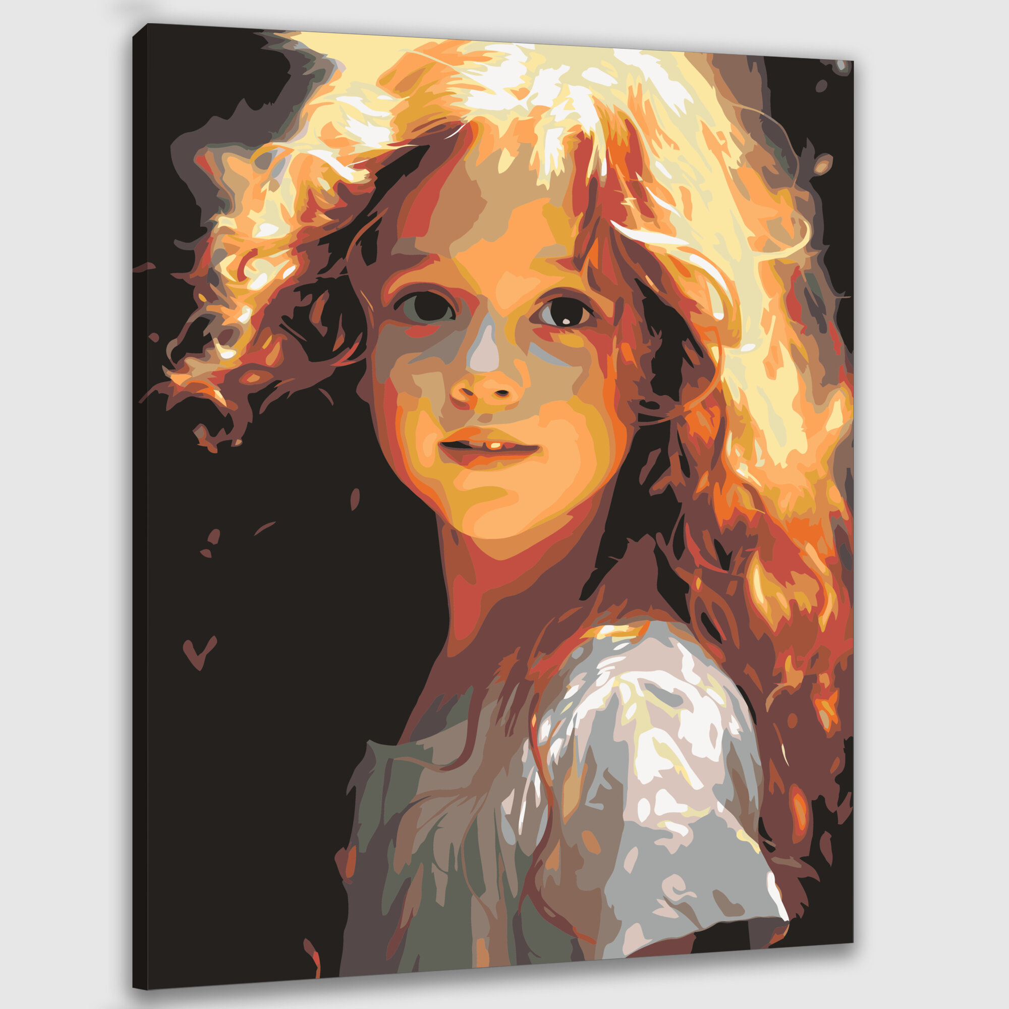 Картина по номерам 40x50 см, картина, масло, солнечный свет, лицо, девушка, черты, тени, кожа, глаза, радость