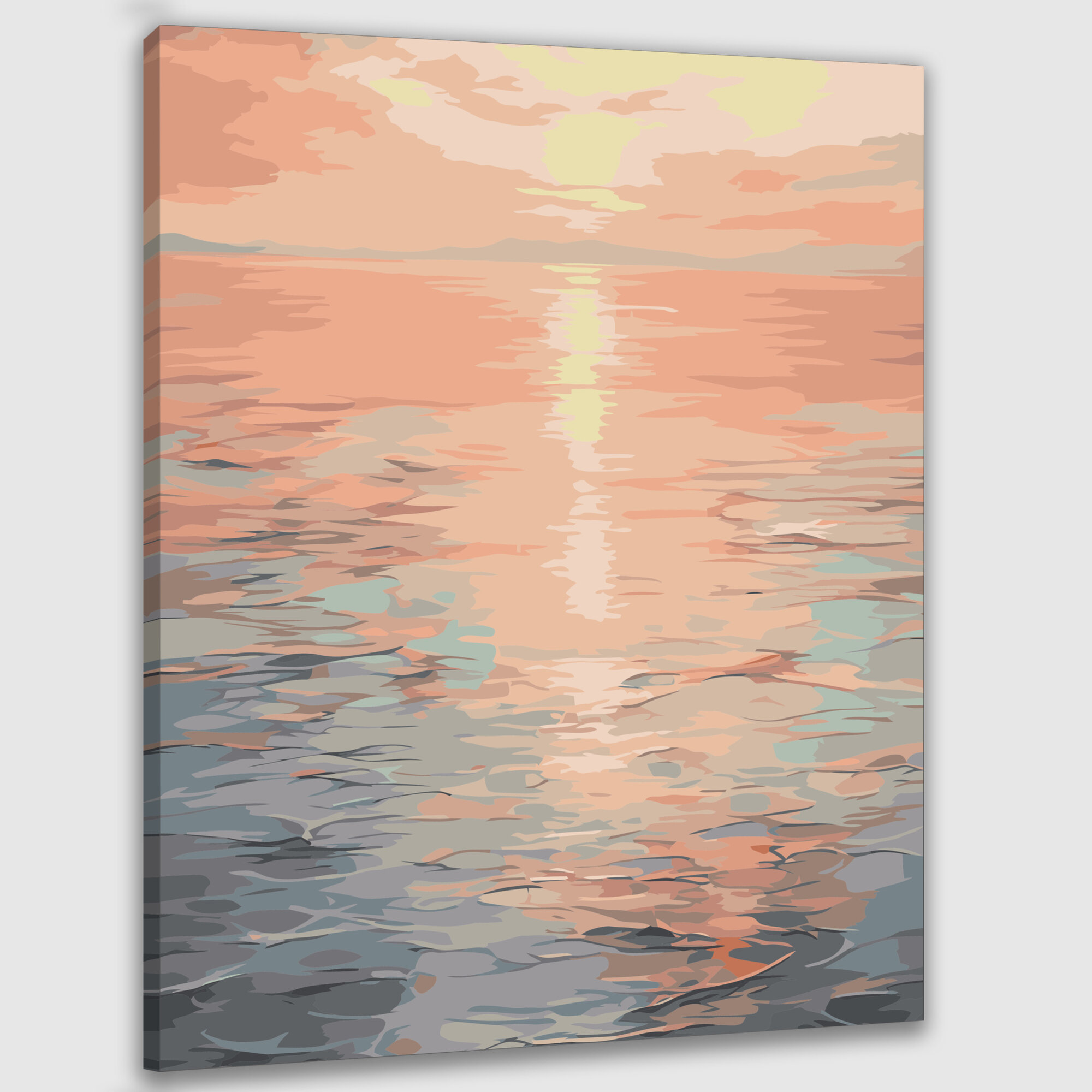 Картина по номерам 40x50 см, картина, масло, озеро, закат, рябь, вода, музыкальные ноты, визуальное представление