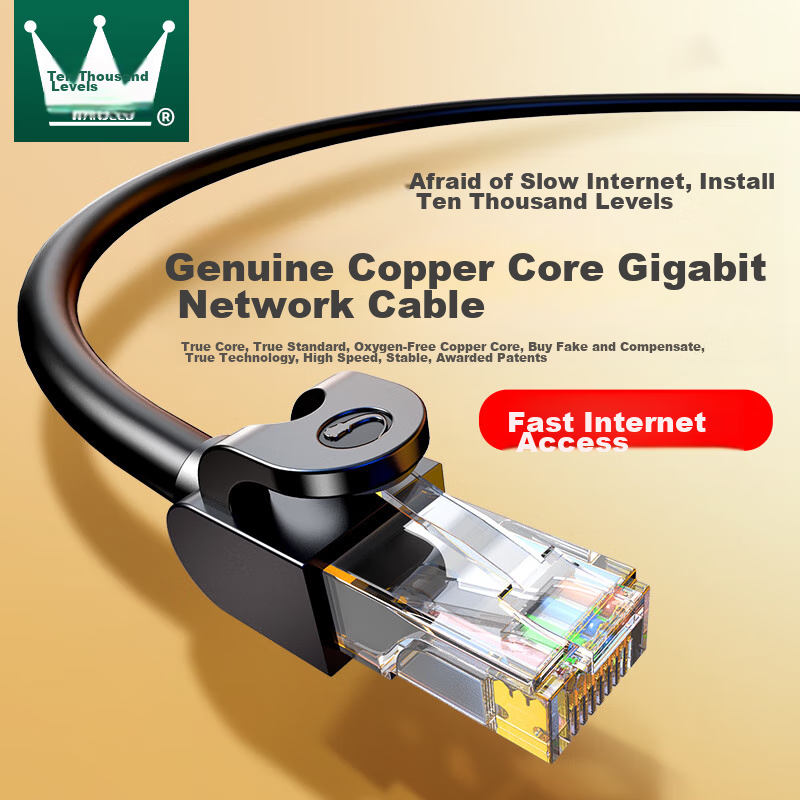 Category 6 Ethernet Cable, Gigabit High-Speed 8-Core Twisted Pair, CAT6 Network Engineering Home Computer Monitoring Broadband Patch Cord, Black 1 Meter WJ-122558