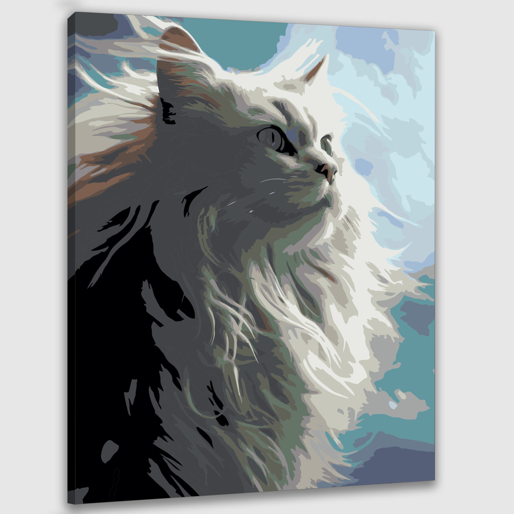 Картина по номерам 40x50 см, кошка, мейн-кун, цифровое изображение, роскошный мех, ветер, величественная
