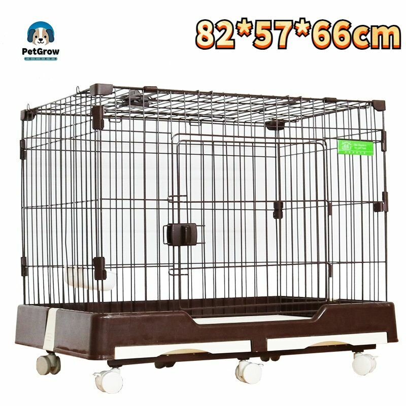 Утолщенная клетка для домашних животных с универсальными колесами-820*570*660-черный-PetGrow