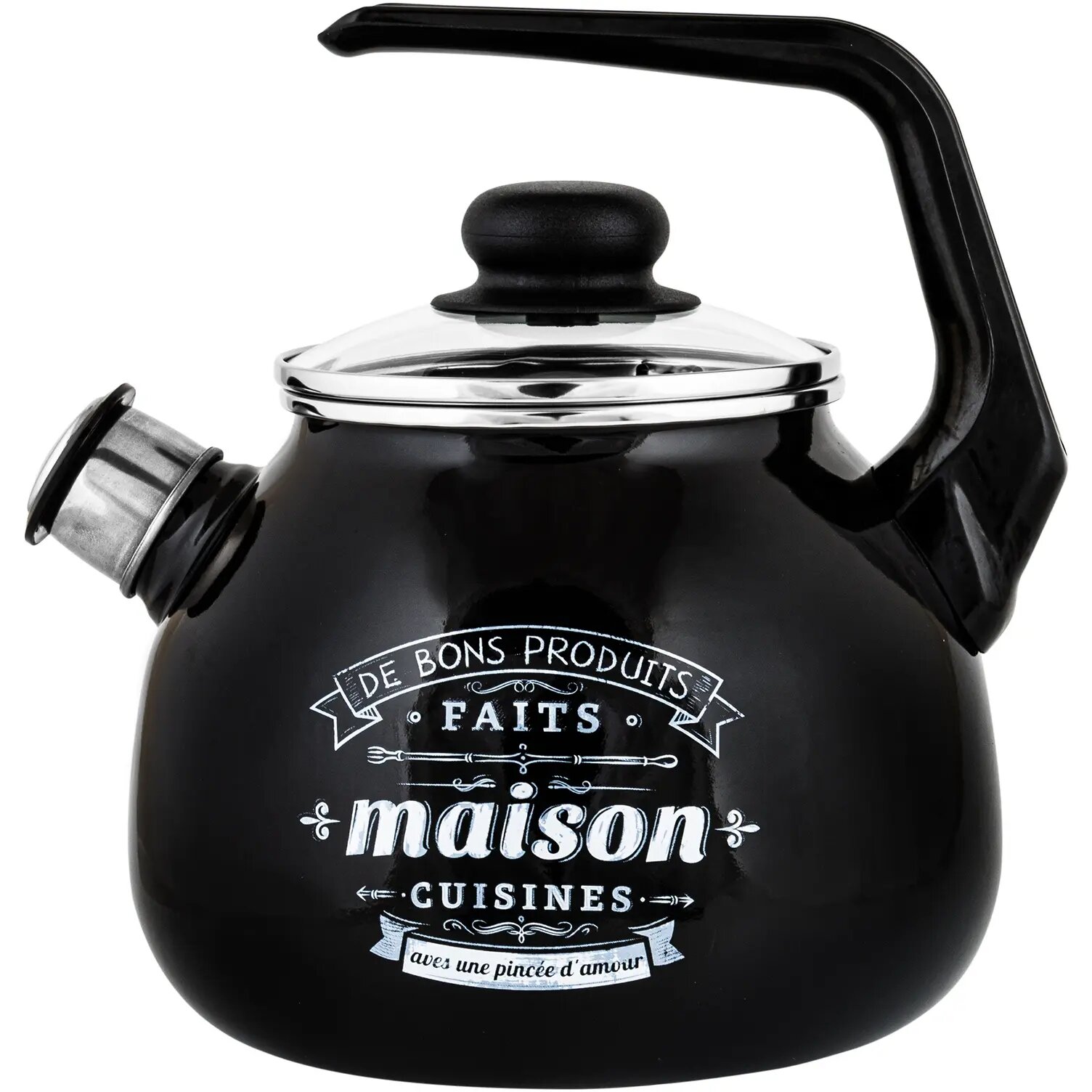 Чайник эмалированный 3л со свистком «Maison» Appetite, черный, удобный и стильный