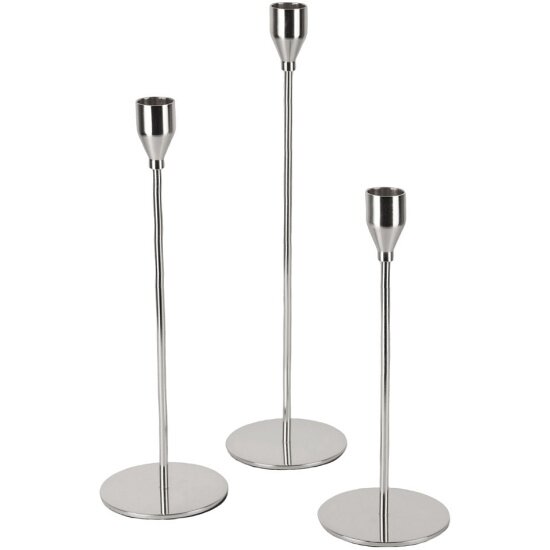 Набор подсвечников Nouvelle 3 шт, 32.5 27.5 22.5 см, серебряный (9940013)