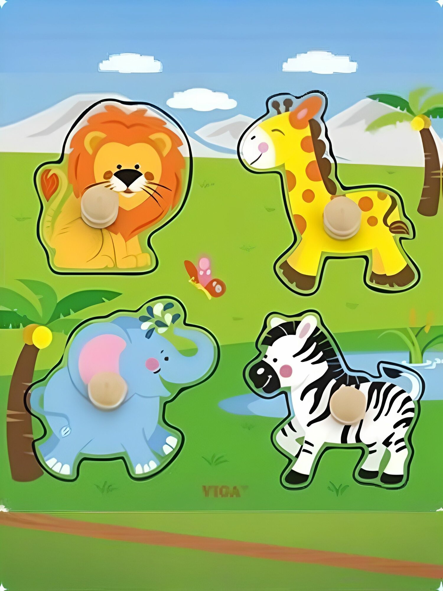 Пазл-вкладыш "Африка" (4 дет.) в пленке, VIGA 50840