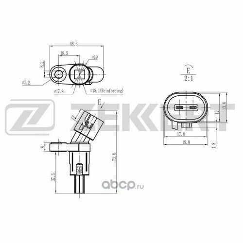 Датчик ABS задн./передн. Skoda Octavia (1U2 1U5) 96- VW Golf IV V 97- Bora 98- Audi A3 96- Sea ZEKKERT SE6180