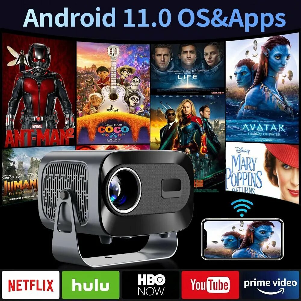 Проектор electshop 421C013E3C8245F2897C0452D65DD98E, HDMI кабель, батарейки, инструкция