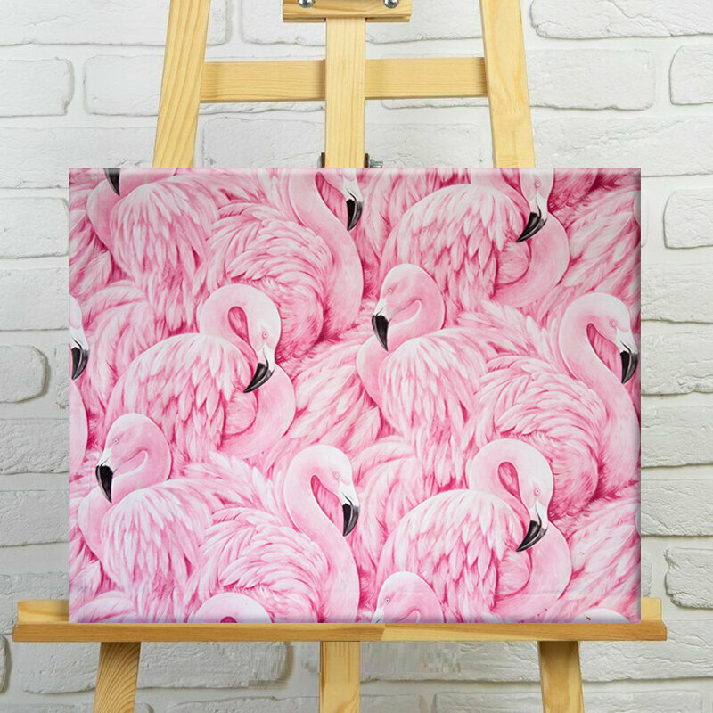 Картина на холсте 50х70 см "Розовые птицы фламинго", на стену для интерьера