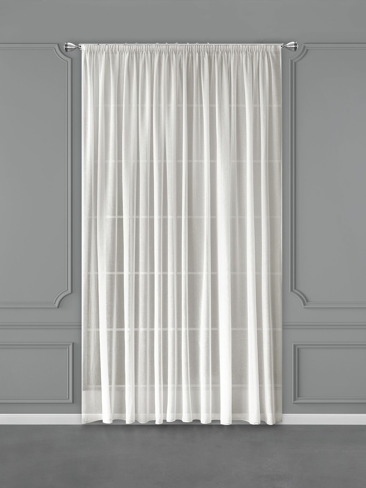 CASSIA Тюль для комнаты "Эмилия" сетка с ровной фактурой и имитацией льна, высота 270 на 500 ширина, экрю