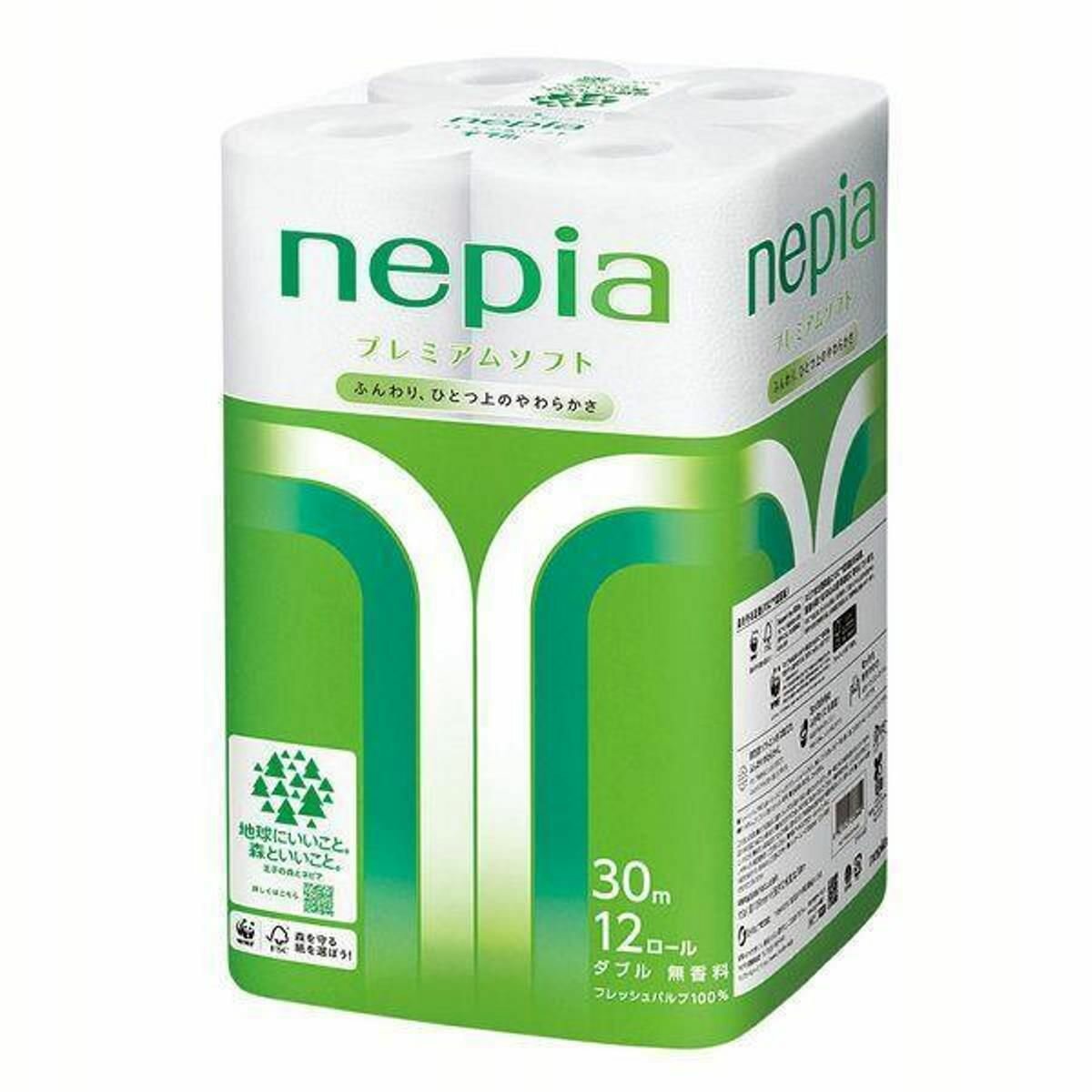 NEPIA Туалетная бумага 2 слоя Premium Soft Япония 12 рулонов