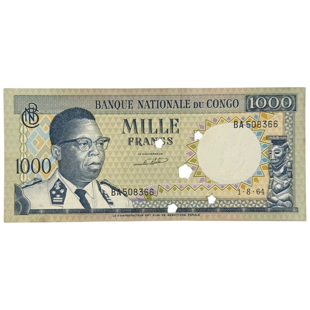 ДР Конго 1000 франков 1964 г. (Изъятая из обращения) (Серия BA)