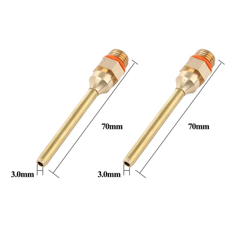 2 шт./лот, насадка для термоклеевого пистолета из чистой меди 2,0x70 мм, 3,0x50 мм, 2,0x50 мм, длинная, короткая, с небольшим отверстием, большой диаметр, насадка для пистолета для клея