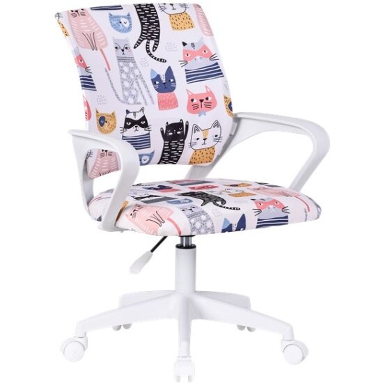 Кресло детское Defender Fiesta белый+принт Коты, ткань, класс1 (64815)