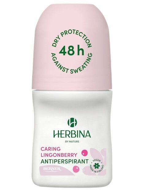 Дезодорант-антиперспирант шариковый Herbina Vegan заботливая брусника 48 ч, (Финляндия)
