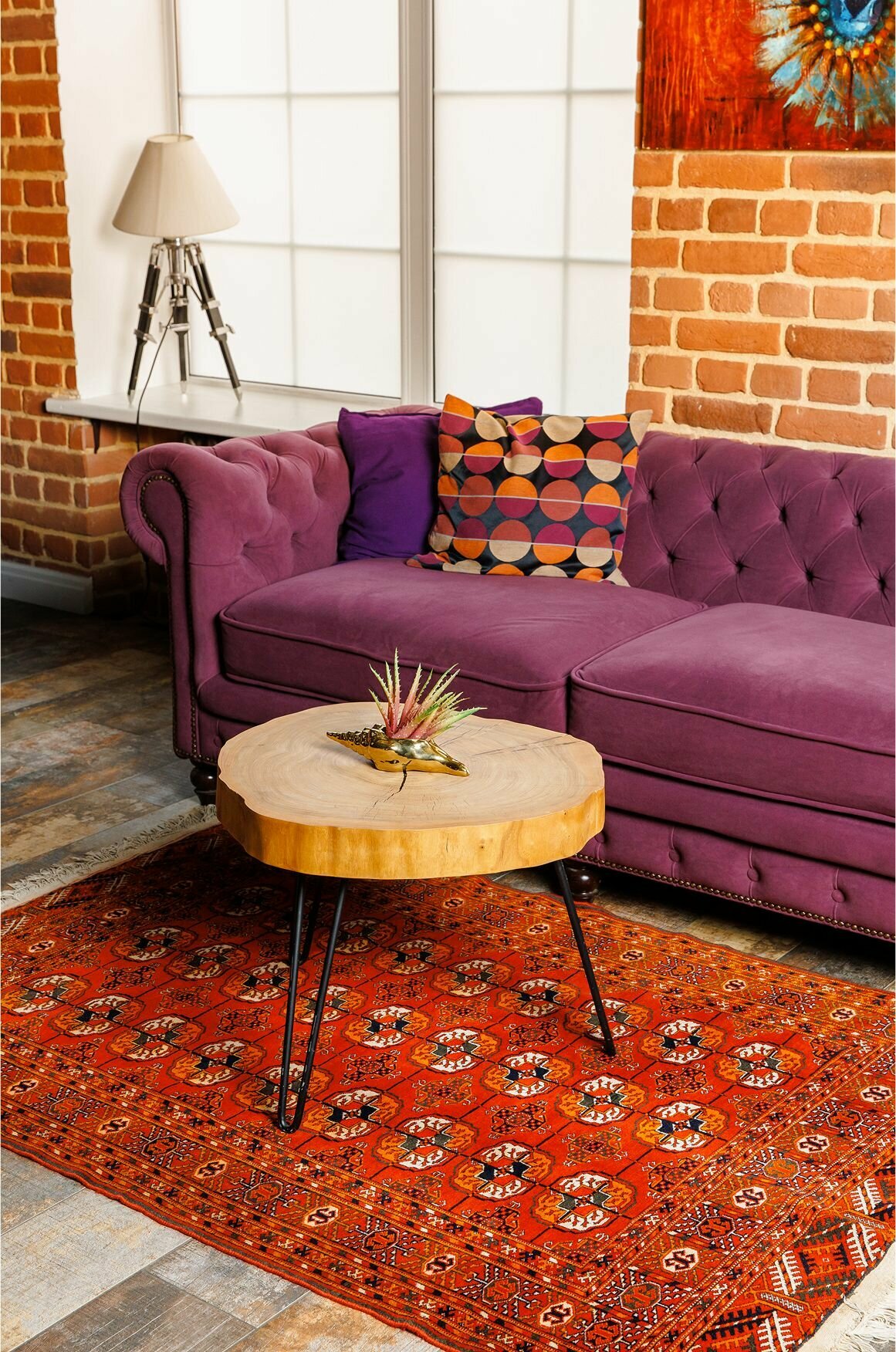 Журнальный столик из термокарагача 50 см. Цельный слэб 8 см. Влагостойкий. Обработка Borma.