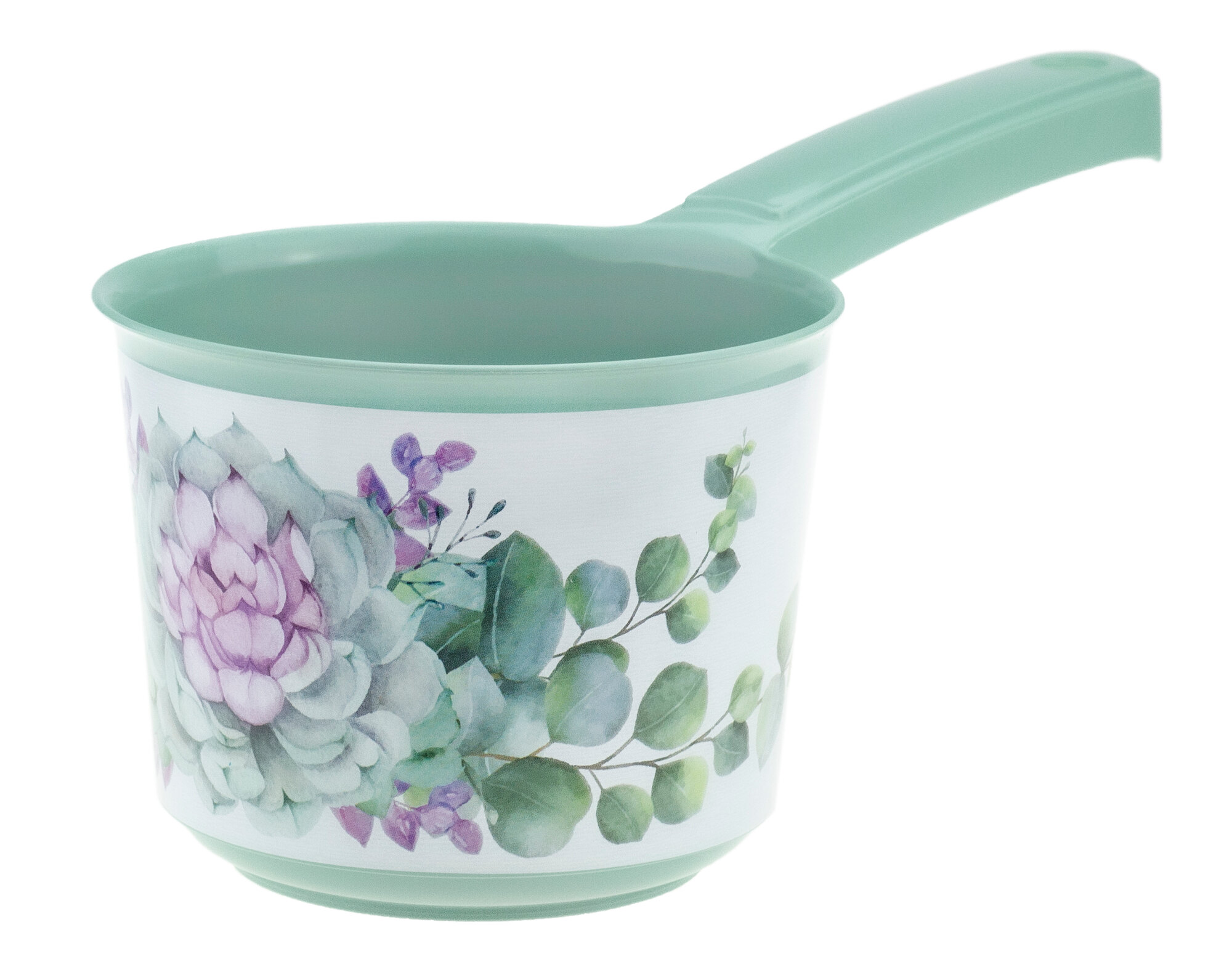 Ковш для купания с рисунком суккулентов, 1 л, пластик, цвет каменная роза, серия «деко»