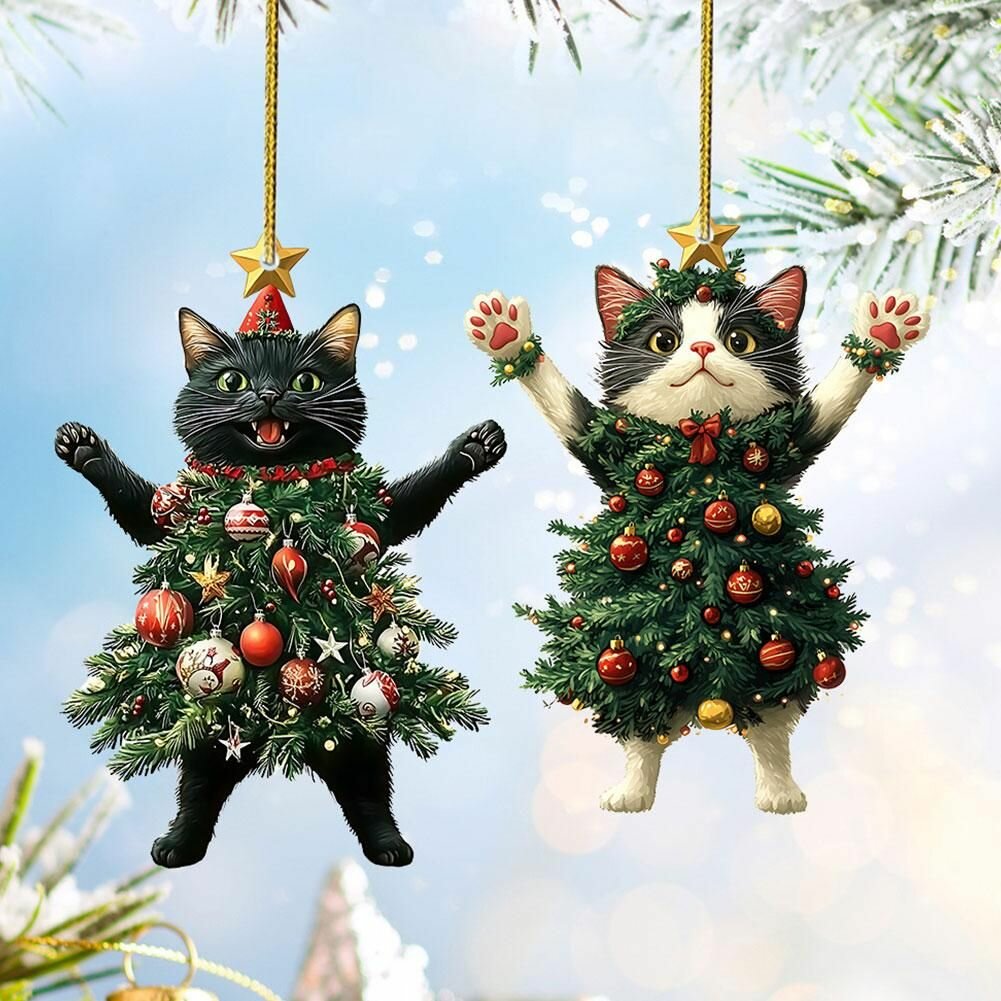 2D подвески на елку акриловые милые подвесные украшения в виде кошек