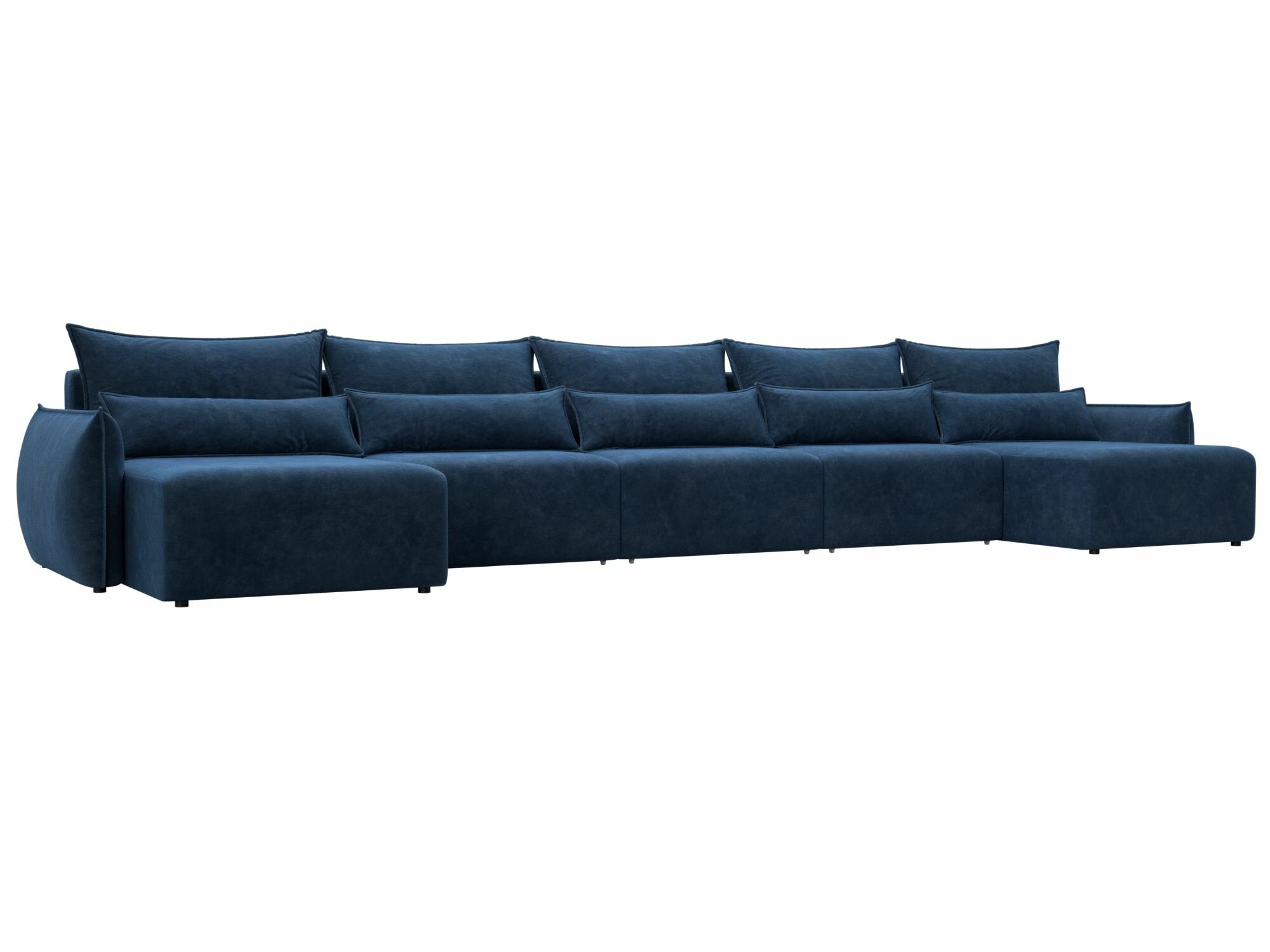 Диван п-образный Luna НПБ МегаЛонг, велюр, 518x160x96, синий
