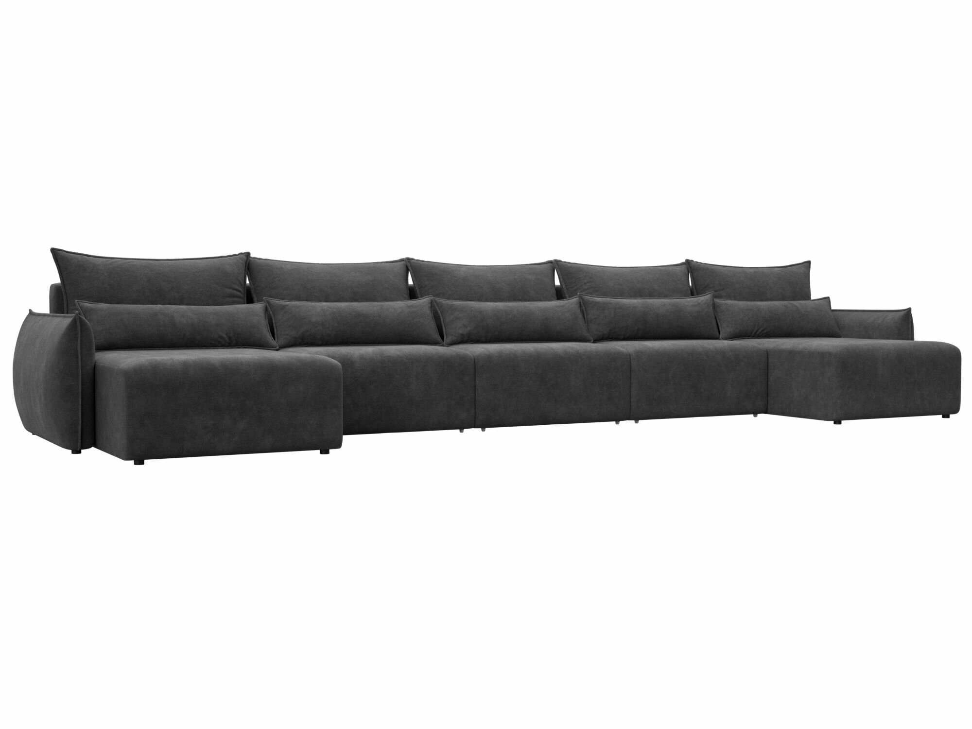 Диван п-образный Luna НПБ МегаЛонг, велюр, 518x160x96, серый