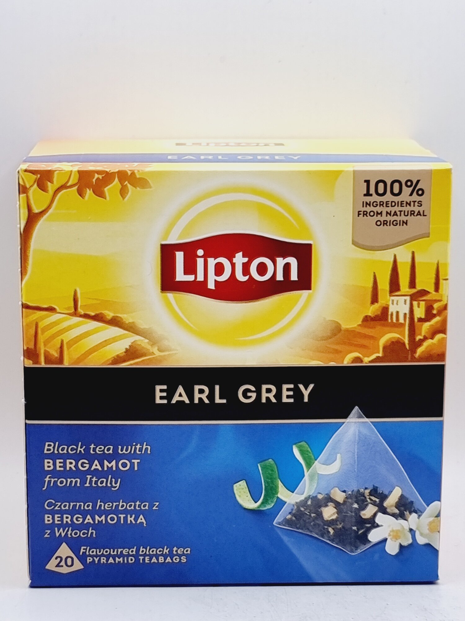 Чай черный Lipton Black Tea Earl Grey with Bergamot с цедрой лимона 20 пакетиков 32 г (Польша)