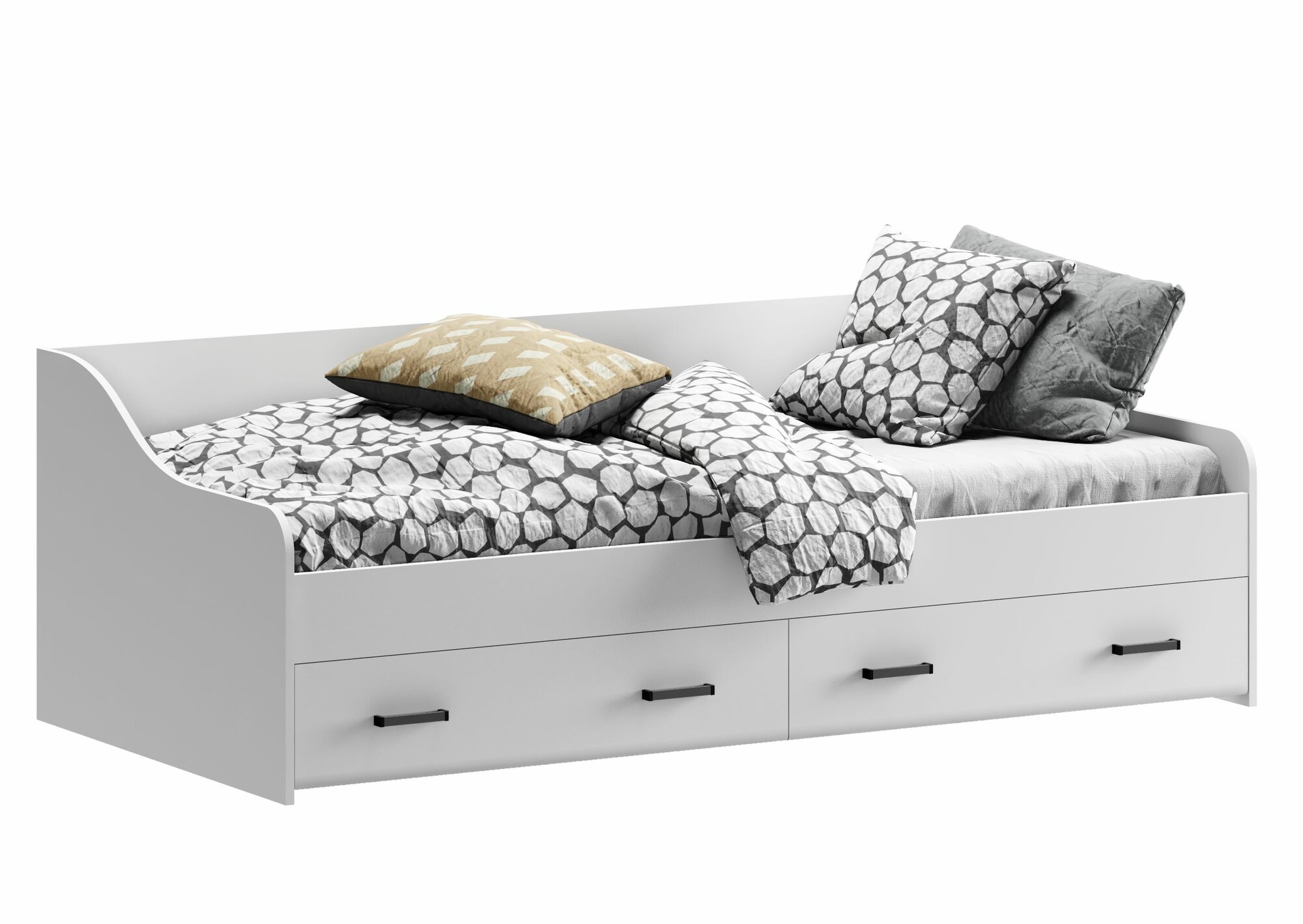 Вега NEW Кровать (Белый глянец, белый) (Миф)