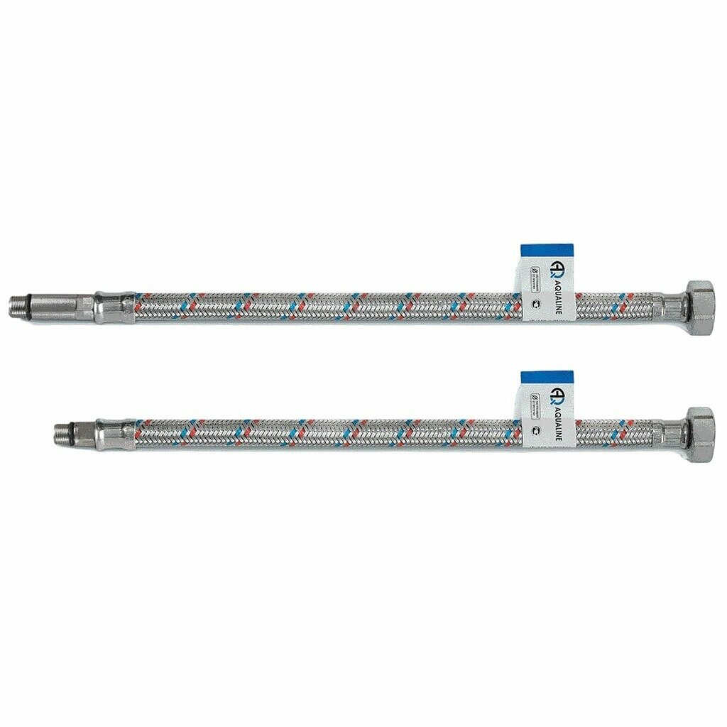 Подводка для воды М10-1/2"х1.5 м, пара, сталь, AquaLine