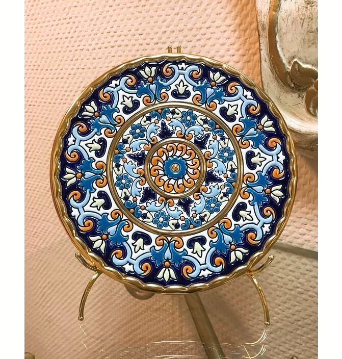 Тарелка декоративная настенная Cearco диаметр 21 см, ручная работа испанских мастеров