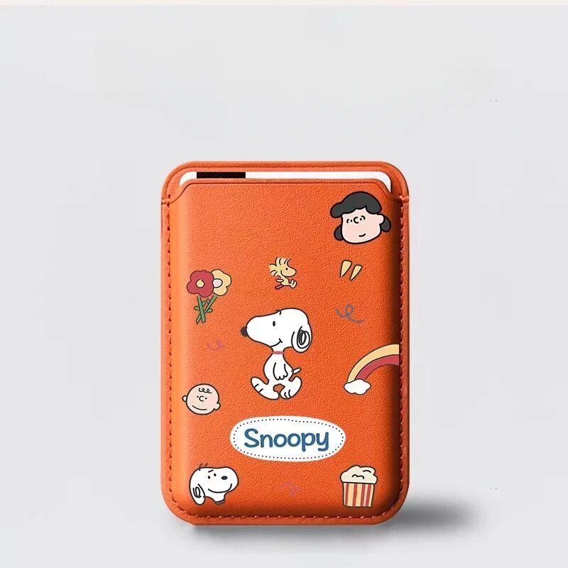 Кожаный картхолдер Snoopy, оранжевый