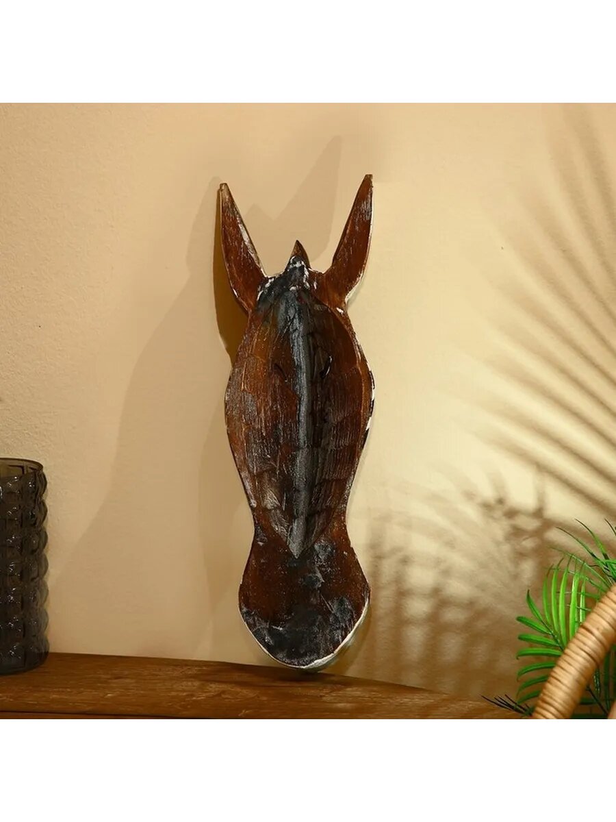 Деревянная маска-зебра для детей 30 см