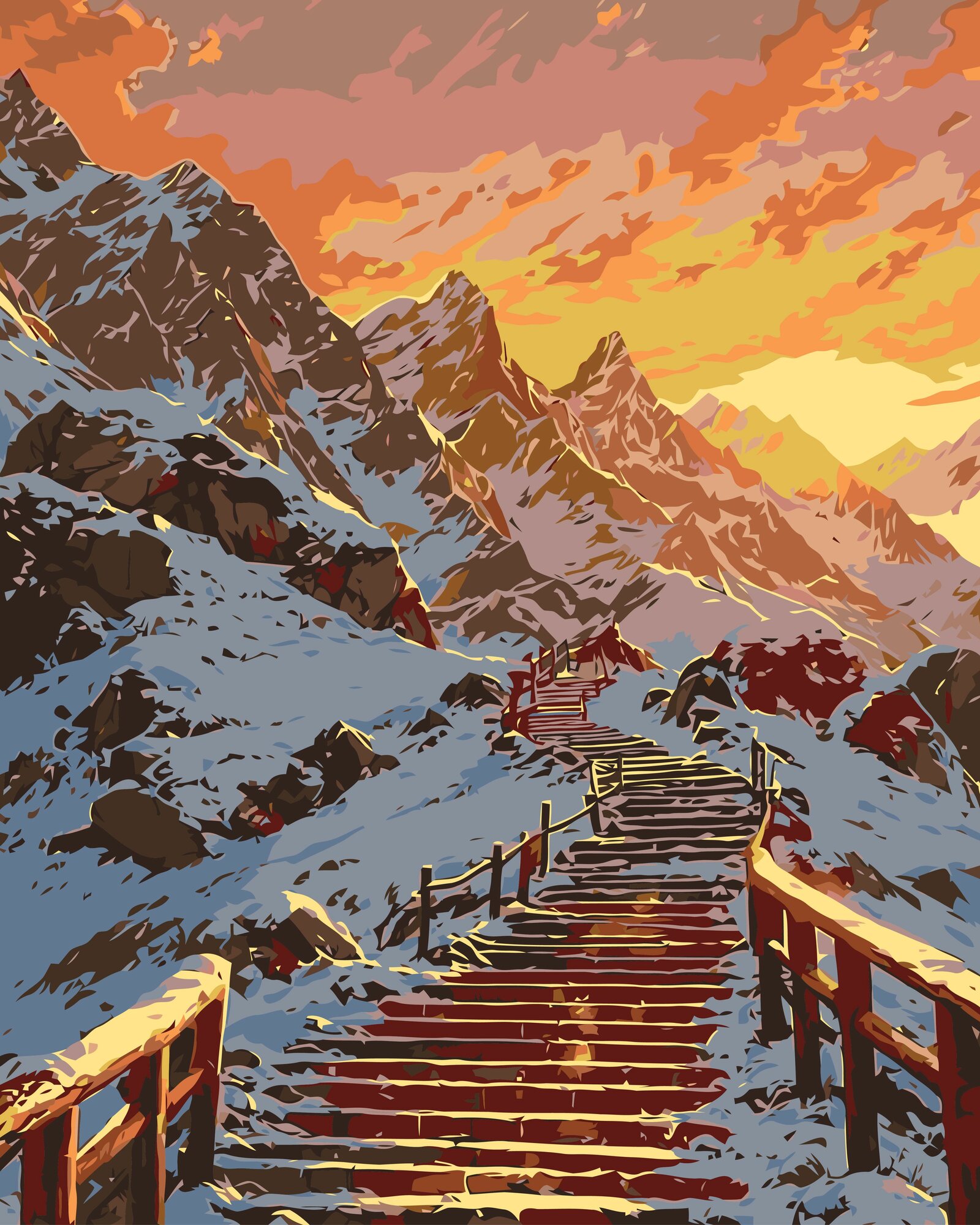 Картина по номерам Т271 "Лестница в горах", 60x80 см