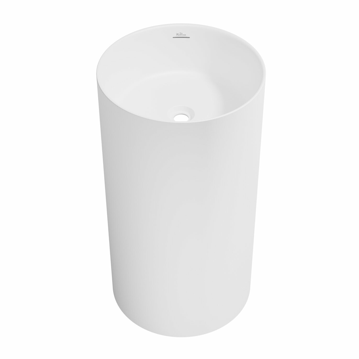 Круглая напольная раковина для ванной Wellsee Chalice Perfection 230612000: напольная отдельностоящая раковина моноблок из акрила, размер 45х45х85 см, цвет матовый белый
