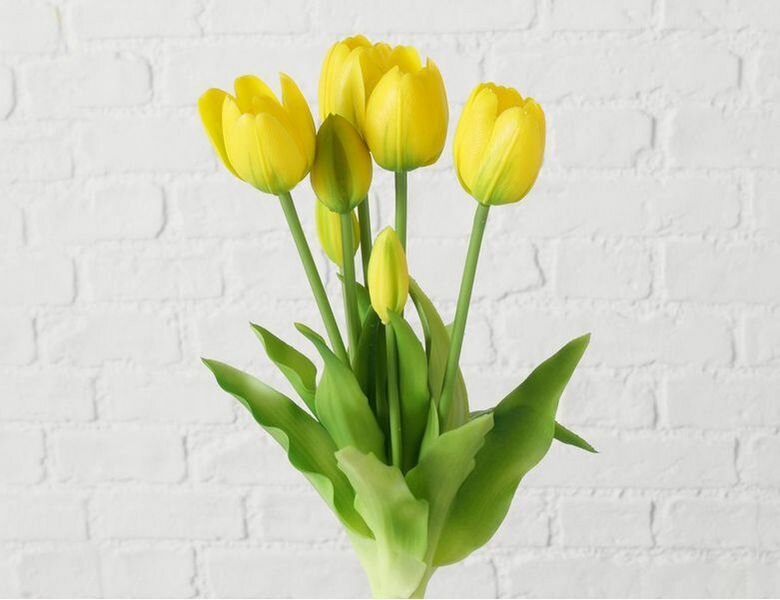 Букет искусственных цветов жёлтые тюльпаны, силикон, 13 см, 5 шт, Boltze 2057224