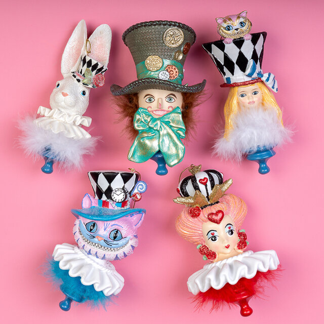 Набор елочных игрушек Алиса в Стране Чудес: Magique de Alice 15 см, 5 шт, подвеска, Kurts Adler (Куртс Адлер), HAT0001/2/3/4/5-набор