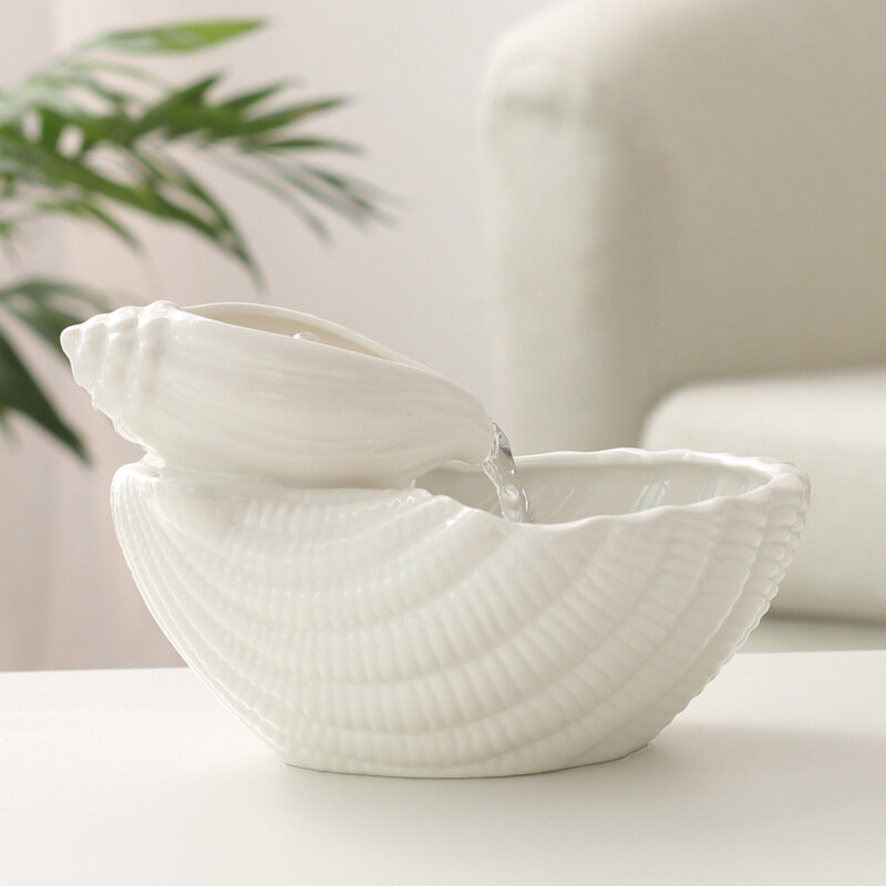 Декоративный фарфоровый фонтан Раковина для дома успокаивающий звук воды гармония по фен шуй Васту 2024