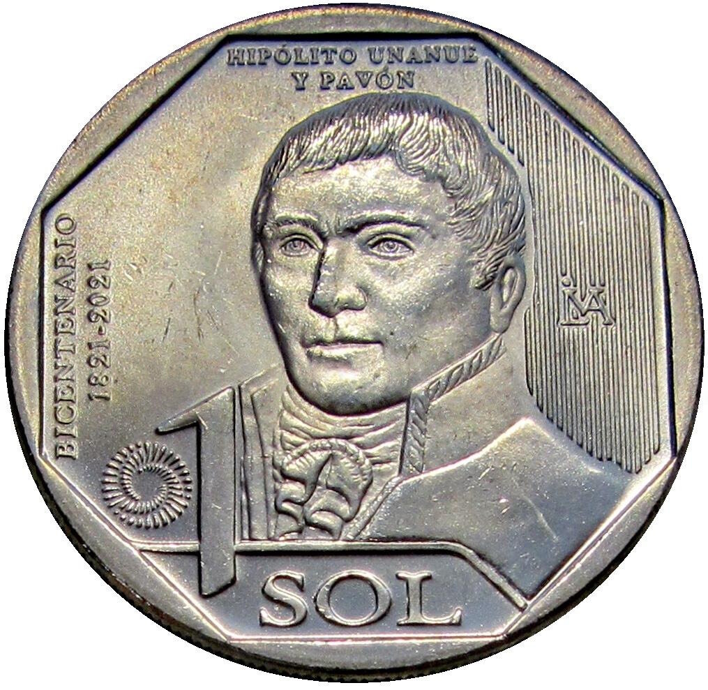 1 соль 2021 Перу, Иполито Унануэ y Павон, UNC