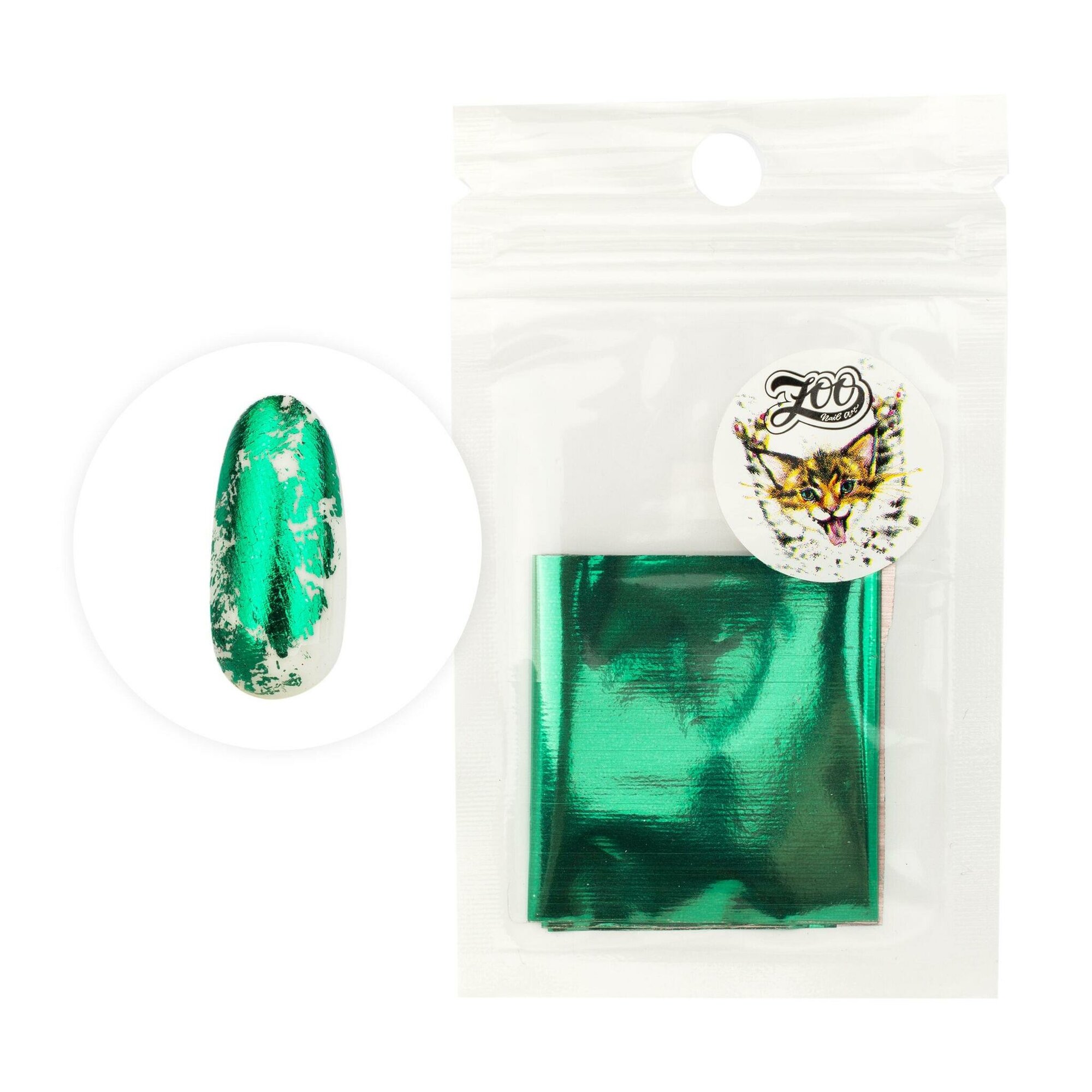 Zoo Nail Art 1421 Фольга переводная 4*50 см глянцевая зелёная