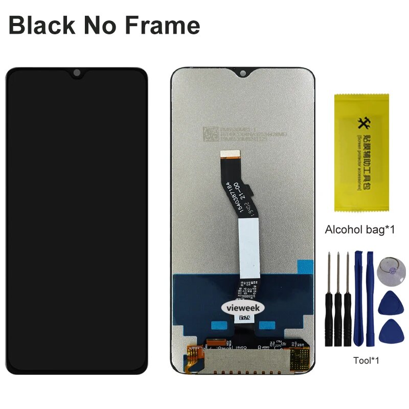 6,53 "для Xiaomi Redmi Note 8 Pro M1906G7I M1906G7G ЖК-дисплей с цифровым преобразователем сенсорного экрана для Redmi Note 8 Pro Замена ЖК-дисплея Black No Frame