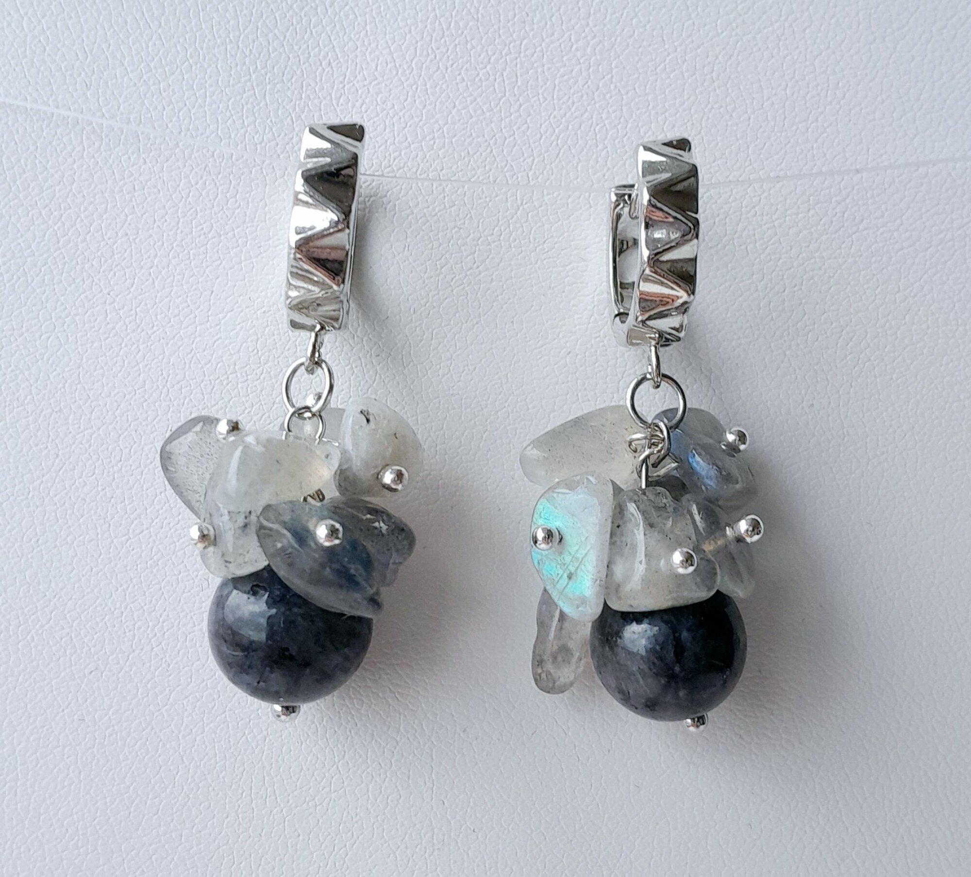 Серьги конго, лабрадорит