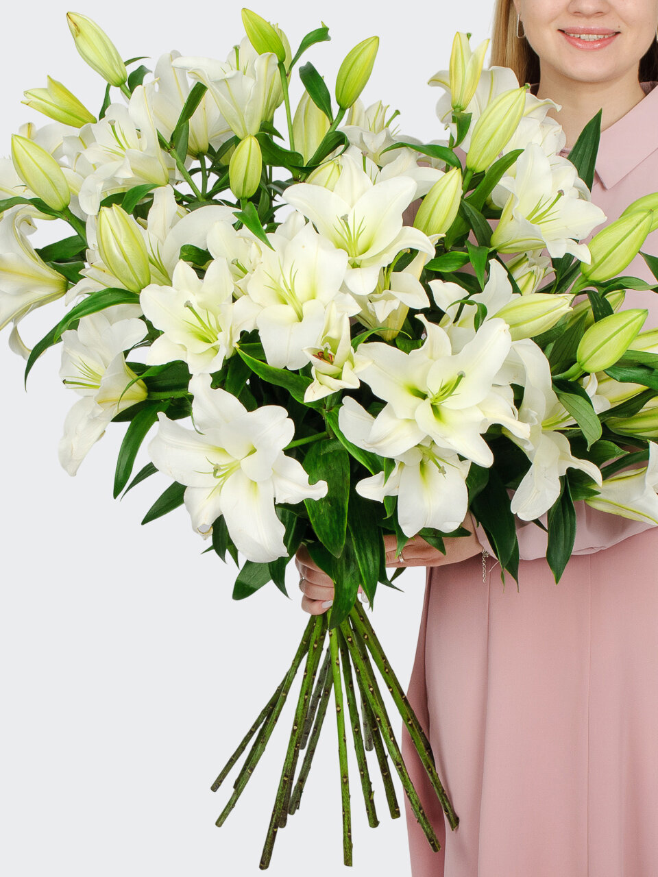 Букет из 15 белых лилий элегантный и ароматный подарок, высота 65см