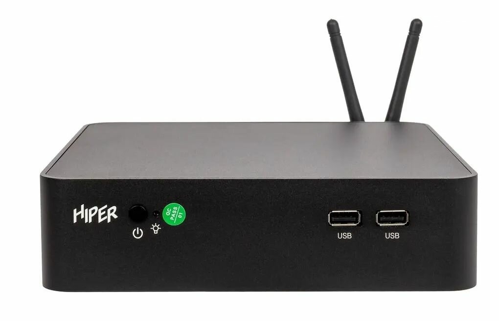 Мини-ПК HIPER M8 (61GFBDZ1QG) черный - Intel Celeron G5905, ядра: 2 x 3,5 ГГц, 4 ГБ DDR4, Intel UHD Graphics 610, SSD 256 ГБ, Windows 10 Pro