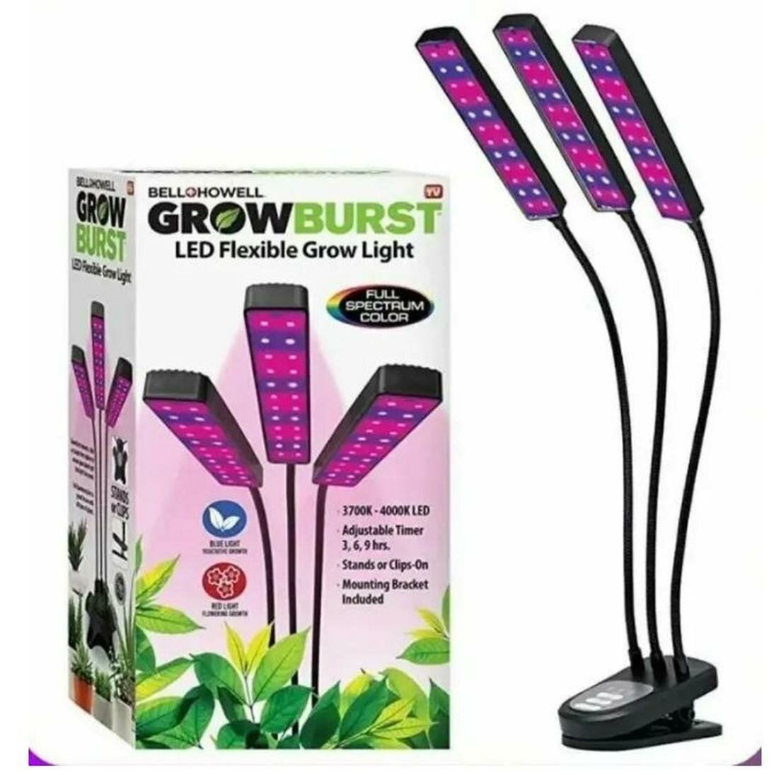 Фитолампа для растений полный спектр лампа светодиодная для рассады на прищепке фитосветильник LED