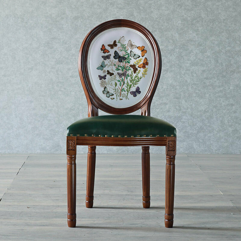 Обеденный стул в европейском стиле ретро из массива дерева, модное и простое кресло со спинкой в американском ресторане отеля
