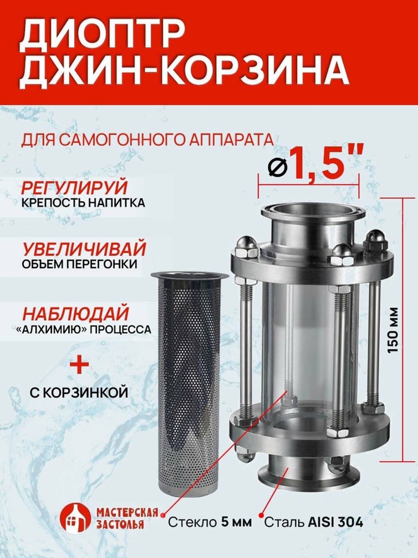 Диоптр джин-корзина 1,5 дюйма, 150 мм Мастерская Застолья